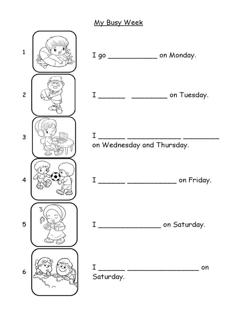 My Busy Week Activities Worksheet | PDF