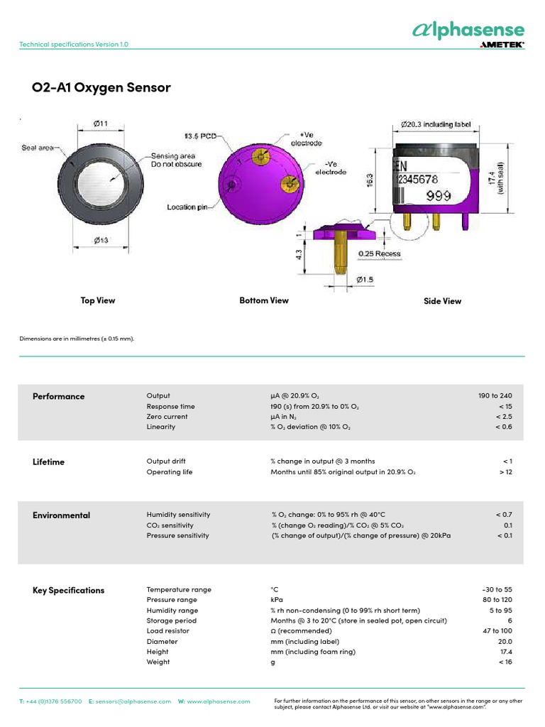 Alphasense_O2-A1_datasheet | PDF | Gases | Sensor