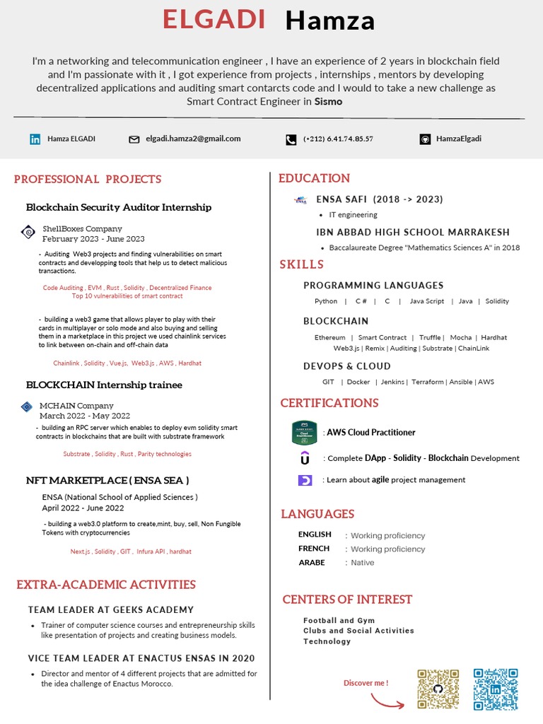 Hamza ELGADI CV | PDF | Computer Science | Information Technology ...