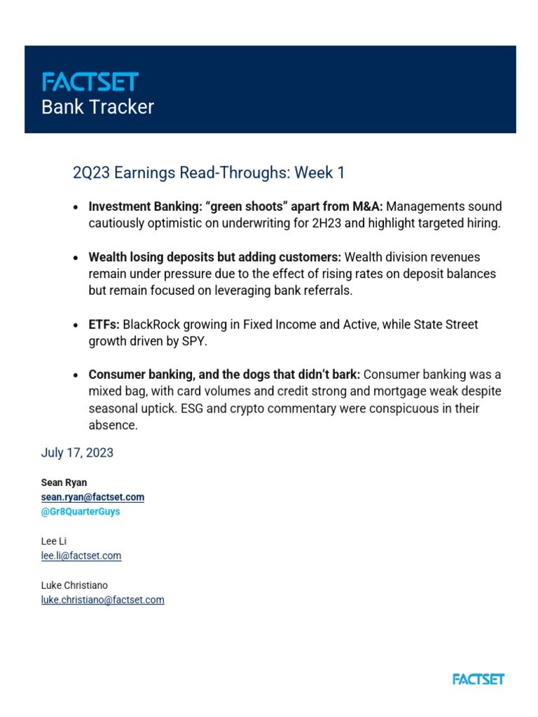 FactSet Bank Tracker | PDF | Jp Morgan Chase | Wells Fargo