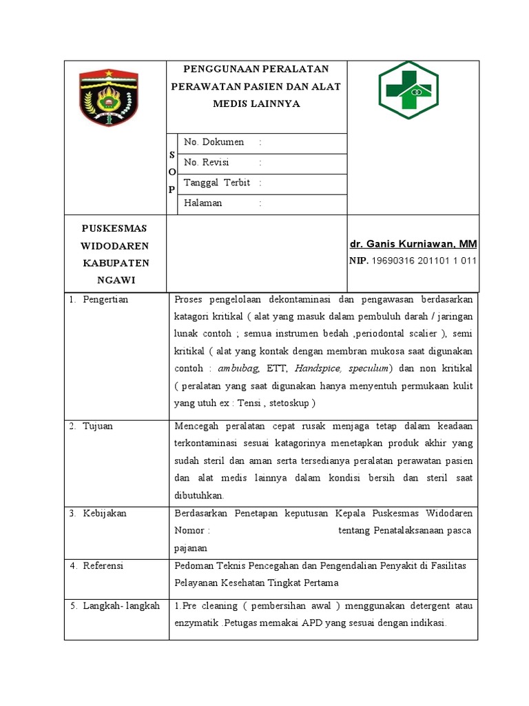 SOP Perawatan Alat Medis | PDF
