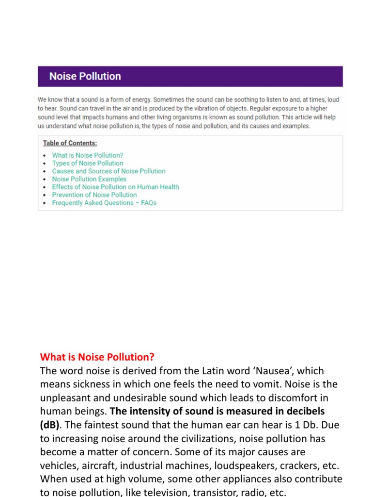 Noise Pollution | PDF