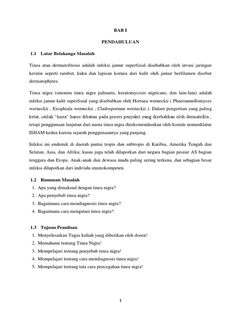 Tinea Nigra: Gejala, Penyebab, dan Pengobatan | PDF