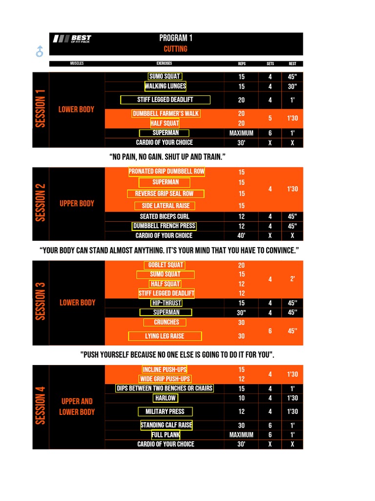 Two Dumbbells Cutting Program 1 | PDF | Physical Fitness | Physical ...