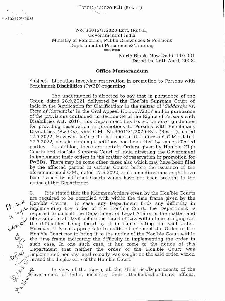 Instructions Regarding PWBD | PDF | Government Of India | Government