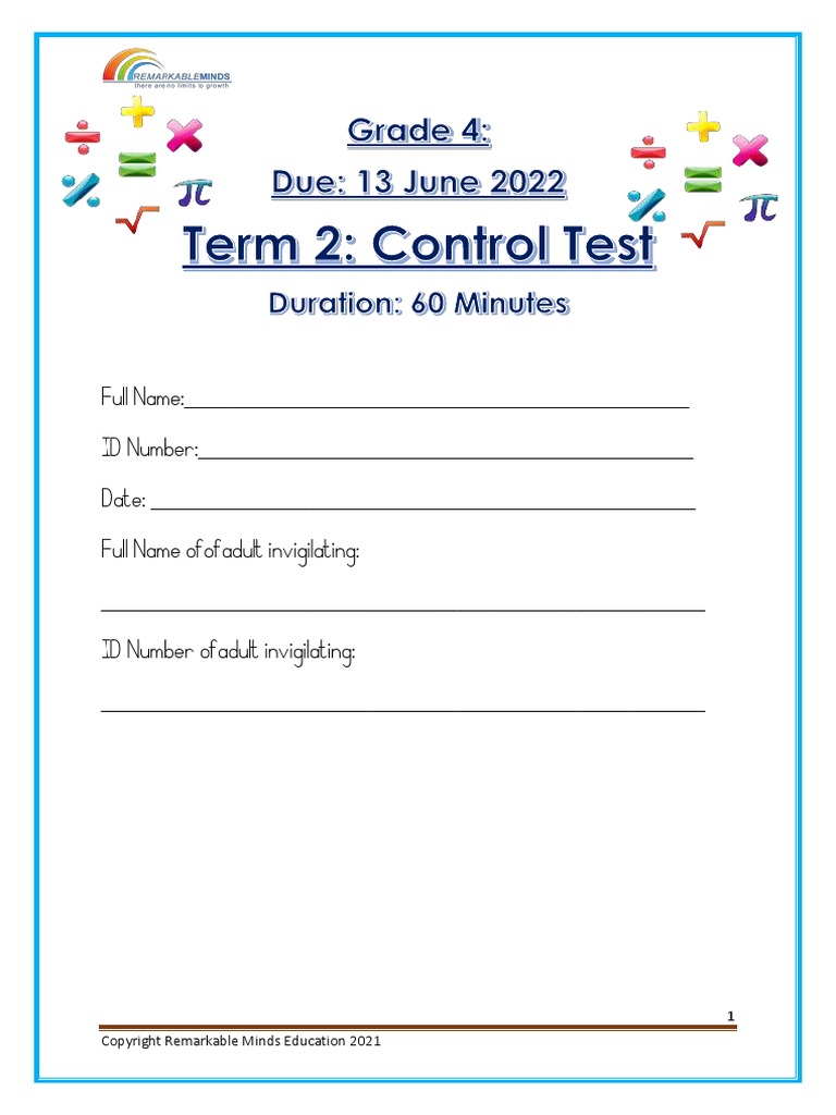 Grade 4 Maths Term 2 Exam | PDF
