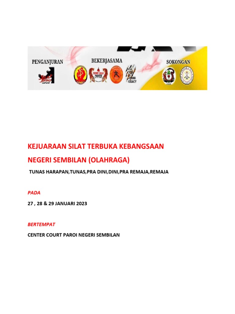 Handbook KEJUARAAN SILAT TERBUKA KEBANGSAAN N9 | PDF
