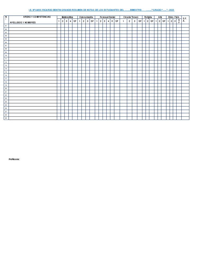 Resumen de Consolidado de Notas Del I Bimestre | PDF