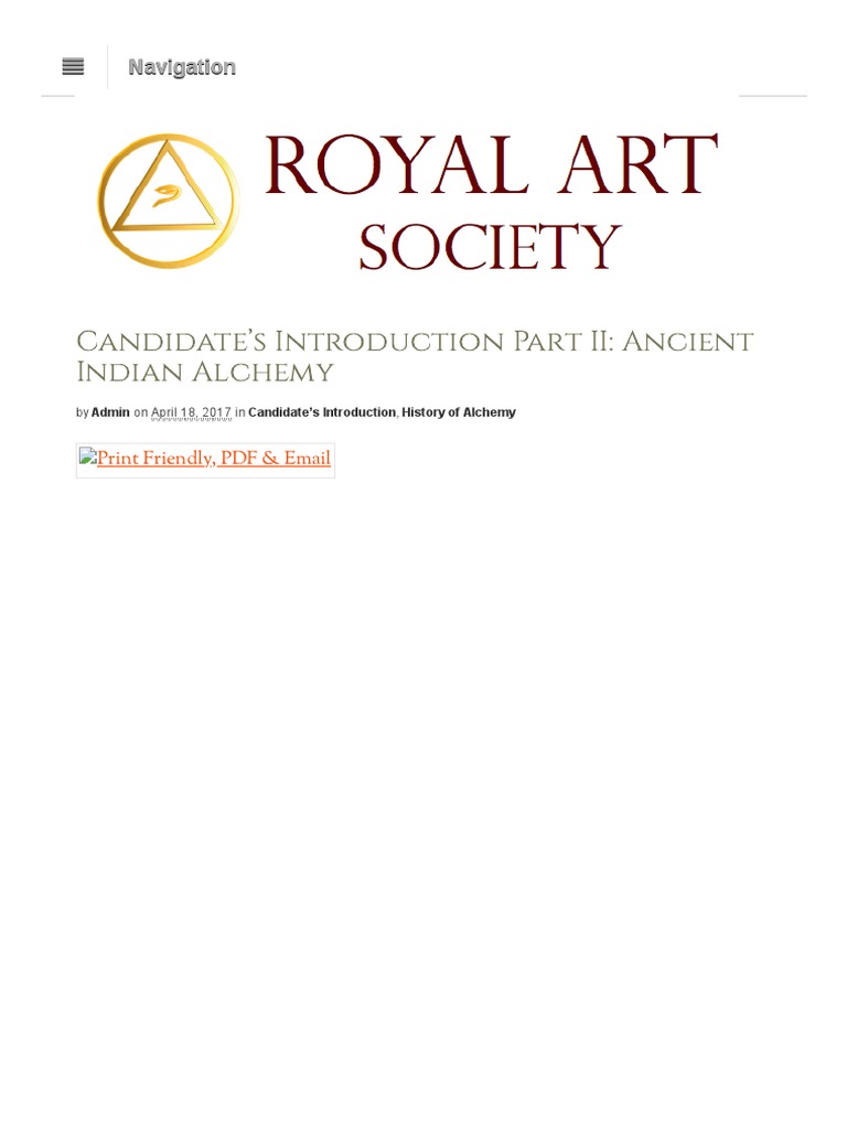 Candidate's Introduction Part II - Ancient Indian Alchemy - Royal Art ...