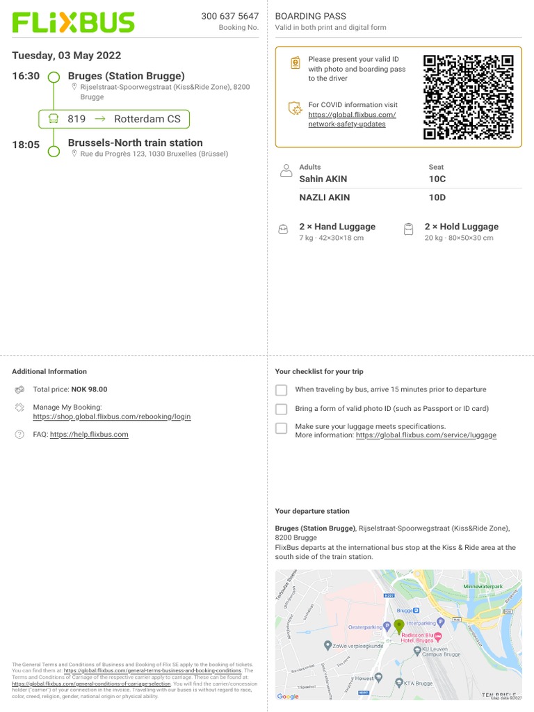 FLIX Booking 3006375647 | PDF | Access Control | Public Transport