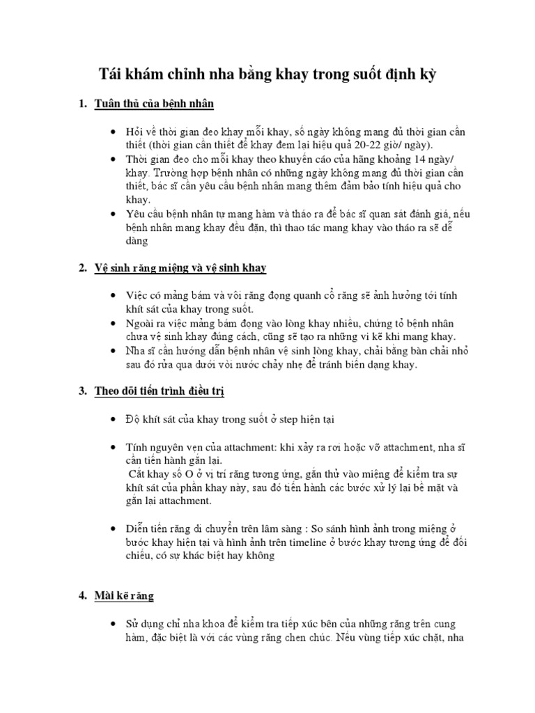 Tái khám chỉnh nha bằng khay trong suốt định kỳ | PDF
