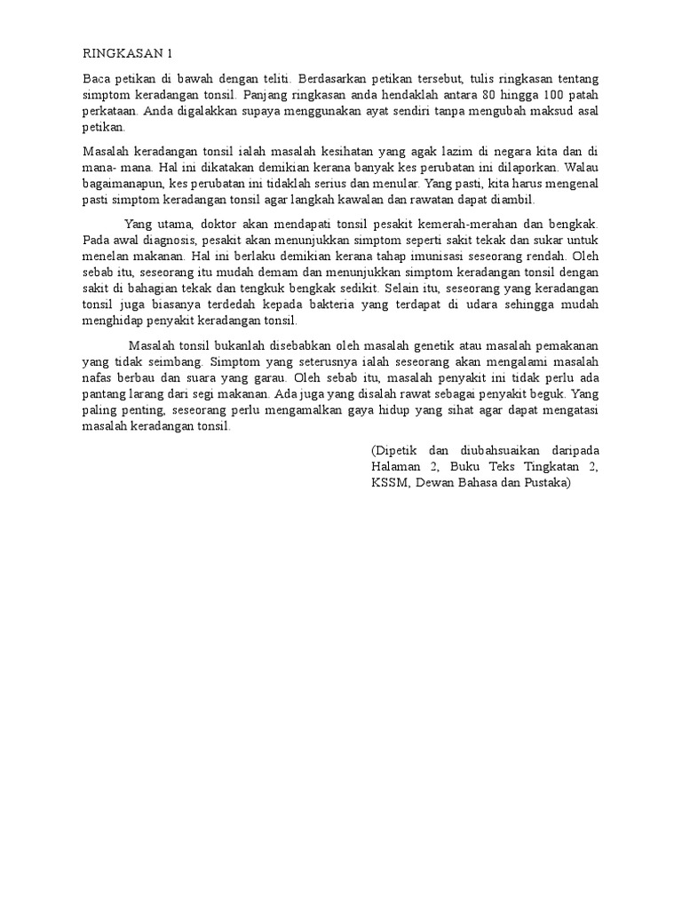RINGKASAN - Keradangan Tonsil | PDF