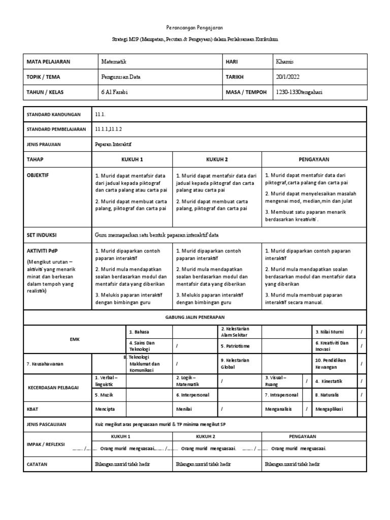 Perancangan Pengajaran Cup MT T6 Minggu 44 | PDF