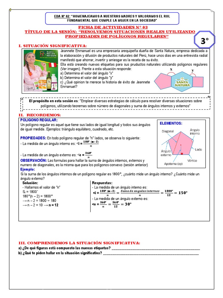 Ficha 3 - 3ero - Eda2 | PDF | Formas geométricas | Geometría Elemental