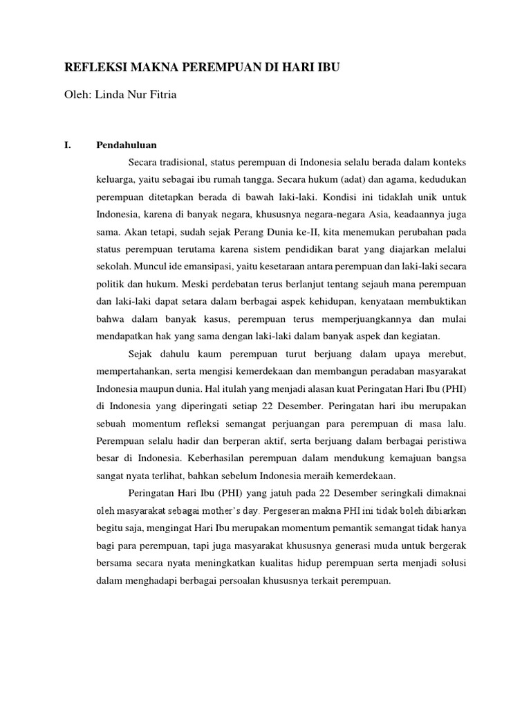 Refleksi Makna Perempuan Di Hari Ibu | PDF