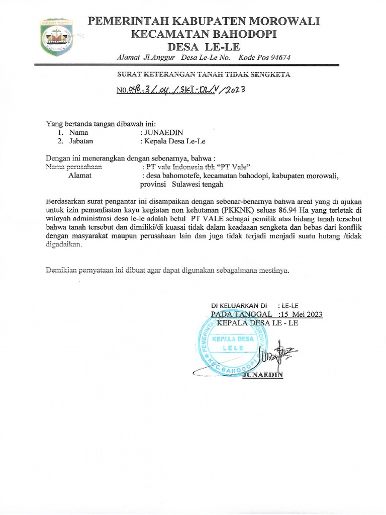 Suket Tanah Tidak Sengketa | PDF