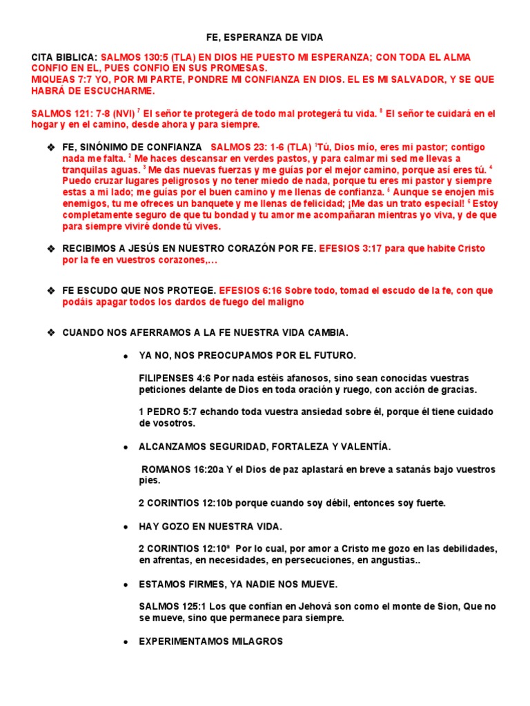 Bosquejo Fe Esperanza | PDF | Fe | Cristo (título)