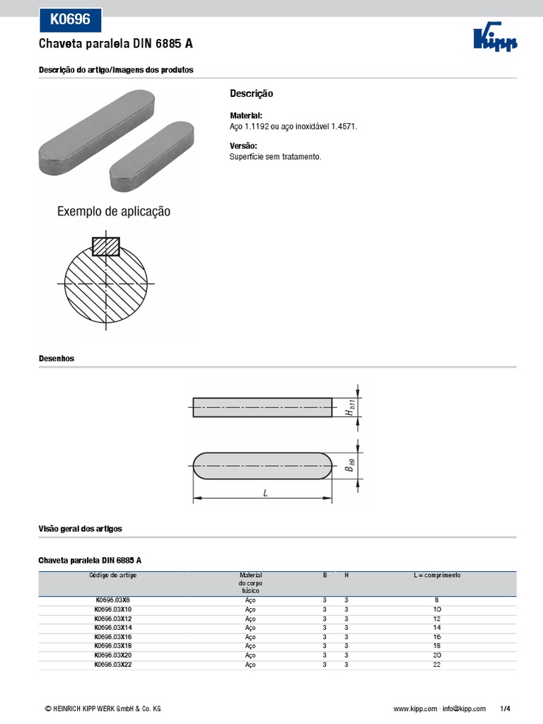 Chaveta Paralela DIN 6885 A | Download grátis PDF | Componentes ...