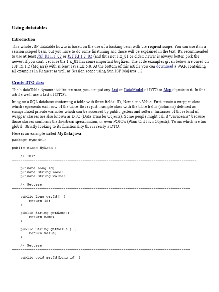 Balaus JSFTable | PDF | Boolean Data Type | Java Server Faces