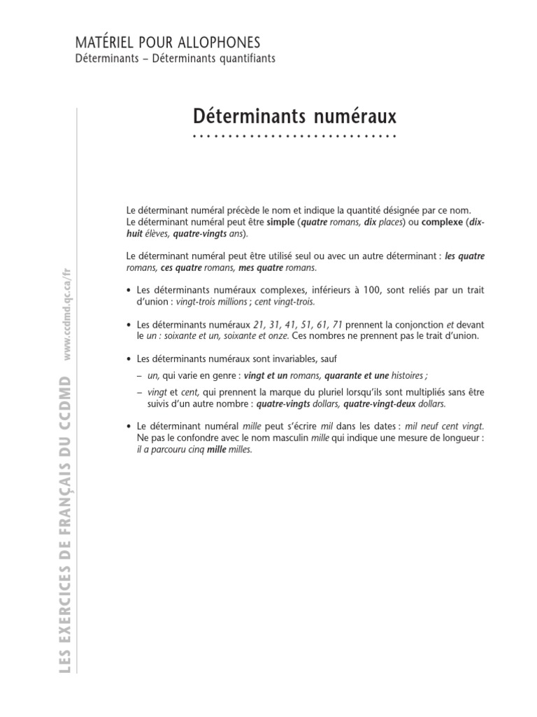 Determinant Numeraux | PDF | Typologie linguistique | Unités sémantiques