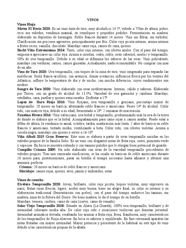 Vinos | PDF | Vino | Sidra