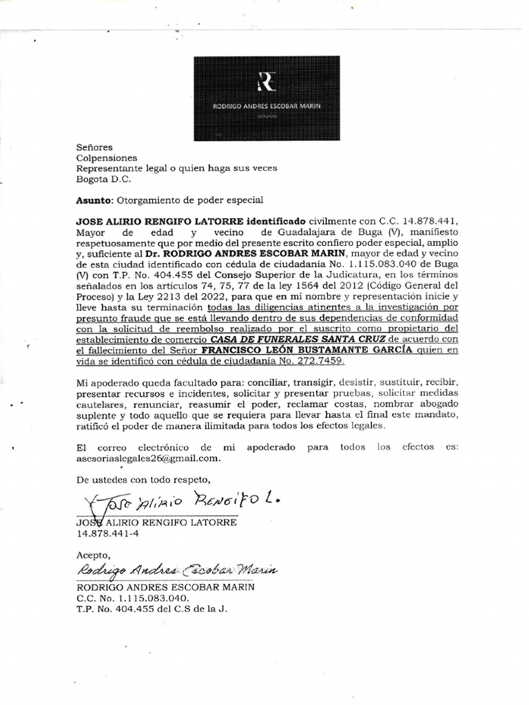 Poder Especial-Colpensiones | PDF