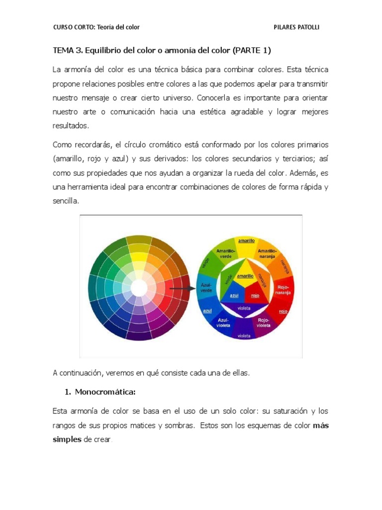 Armonía del Color: Tipos y Ejemplos | PDF | Color | Tecnicas artisticas