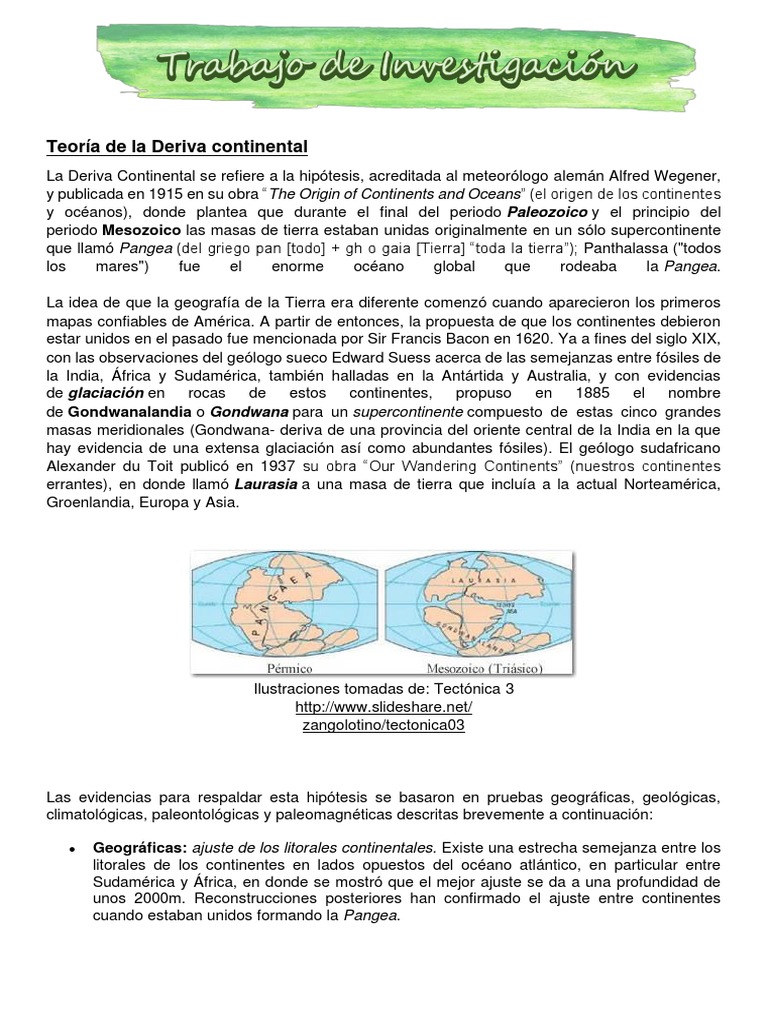 Teoría de La Deriva Continental | PDF | Placas tectónicas | Tierra