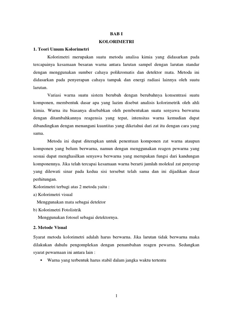 Metode Analisis Kolorimetri | PDF | Kesehatan Holistik | Sains & Matematika