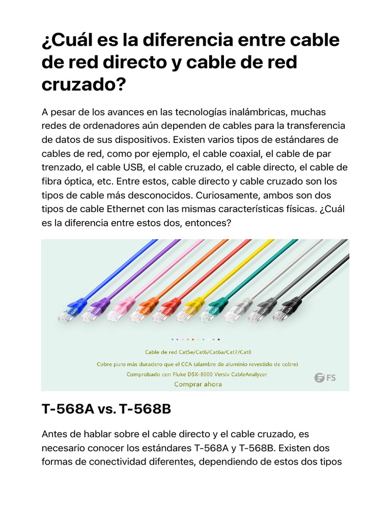 ¿Cuál Es La Diferencia Entre Cable de Red Directo y Cable de Red ...