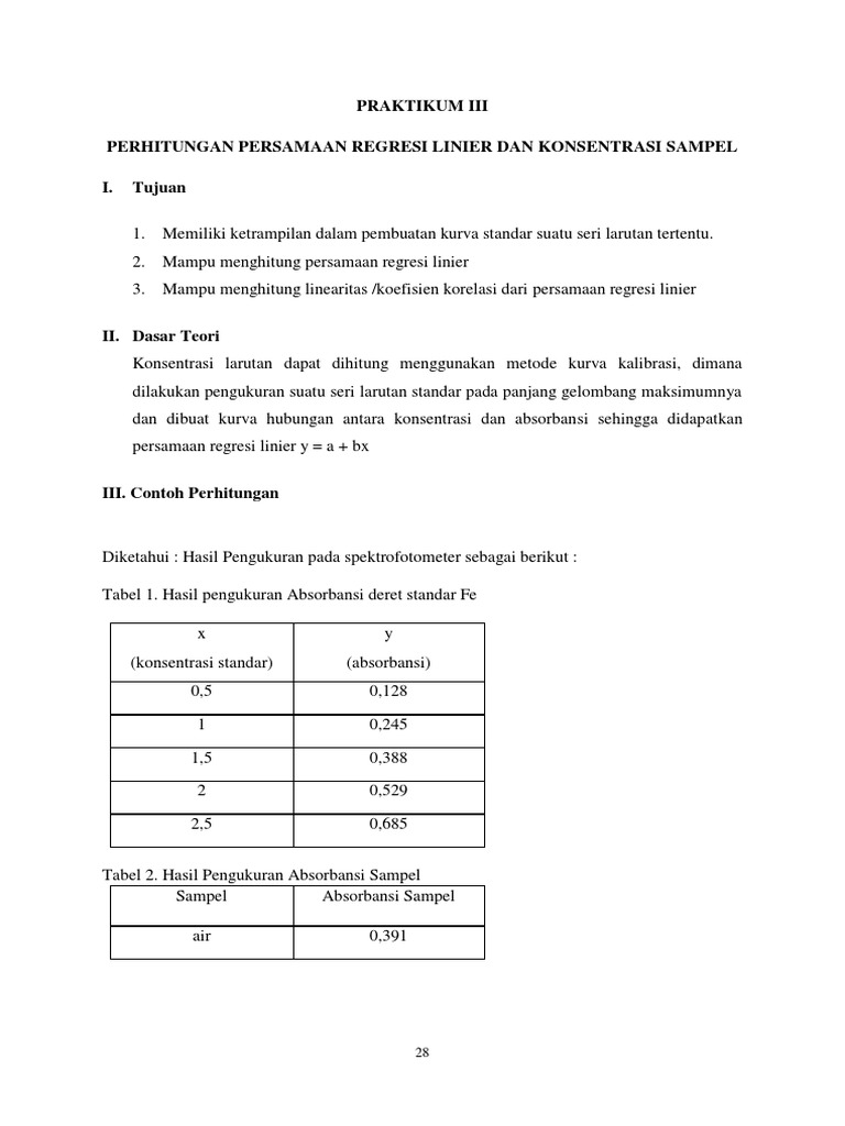 Persamaan Kurva Standar dan Absorbansi | PDF