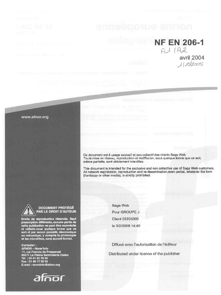 NF EN 206-1-A1+A2 | PDF