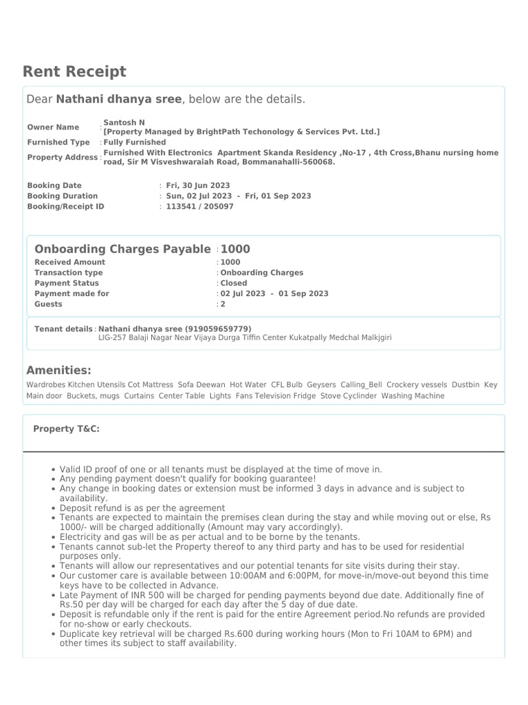 Room Rent Receipt | PDF | Leasehold Estate | Private Law