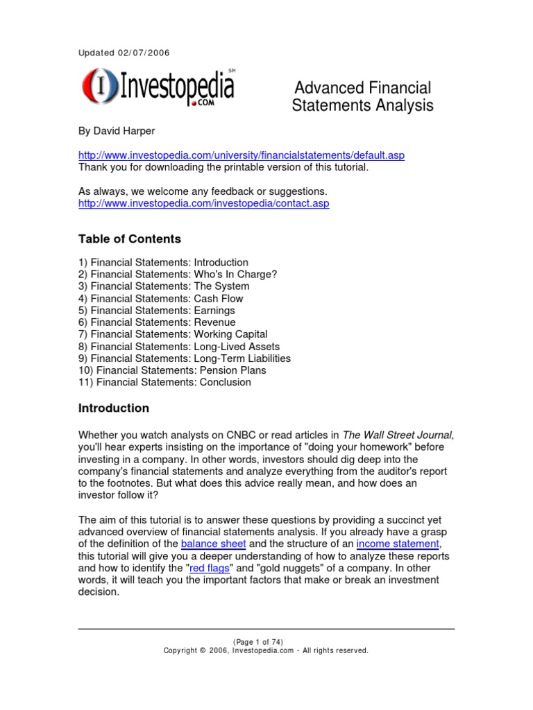 Investopedia Univ - Financial Statement | PDF | Finance & Money ...
