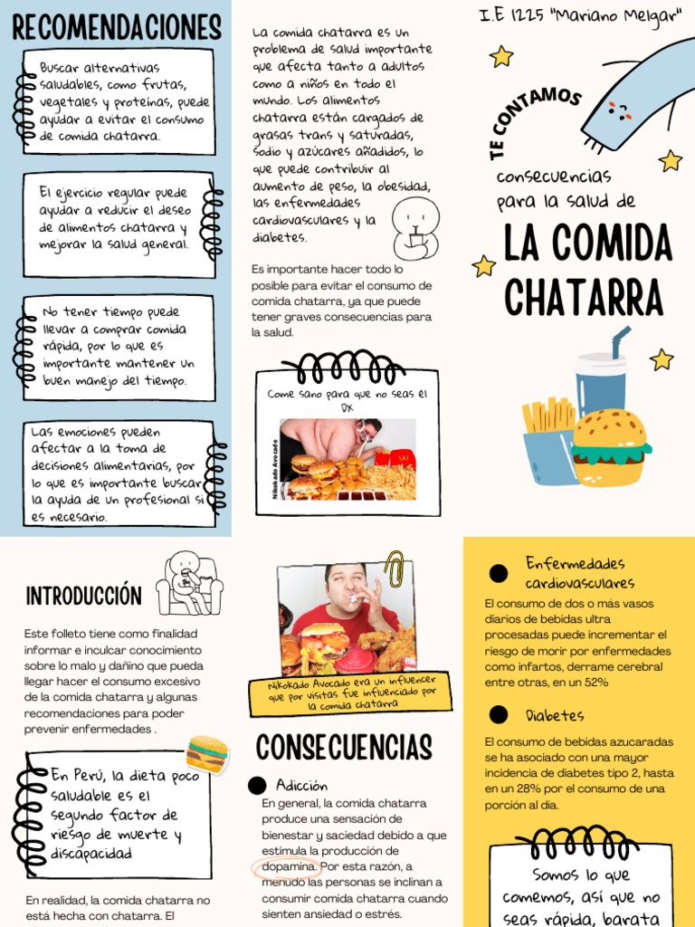 Comida Chatarra Triptico | PDF | Comida chatarra | Alimentos
