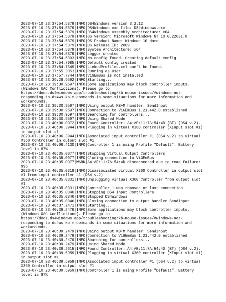 Ds4windows Log | PDF | Microsoft Windows | Computing