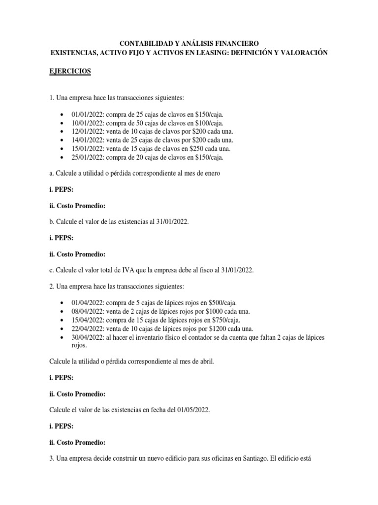 Ejercicios Contabilidad | PDF | Depreciación | Contabilidad
