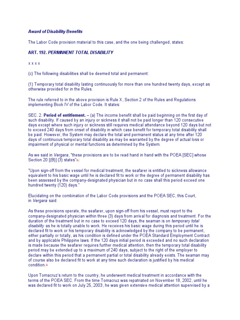 Award of Disability Benefits | PDF | Law