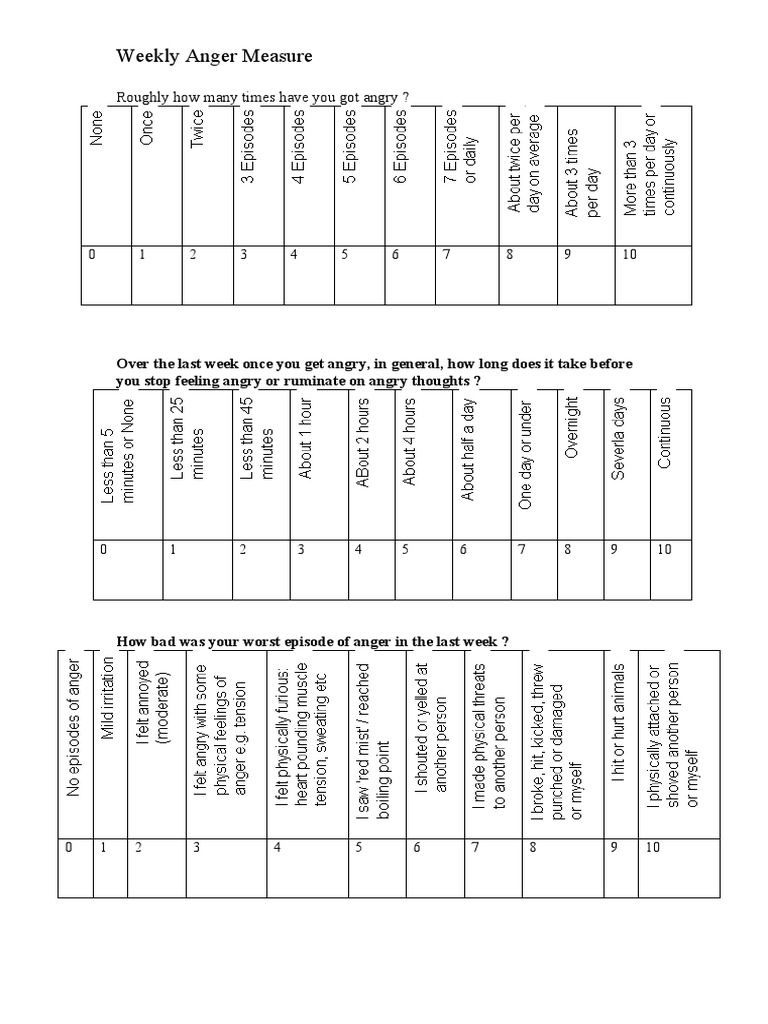 Weekly Anger Measure | PDF