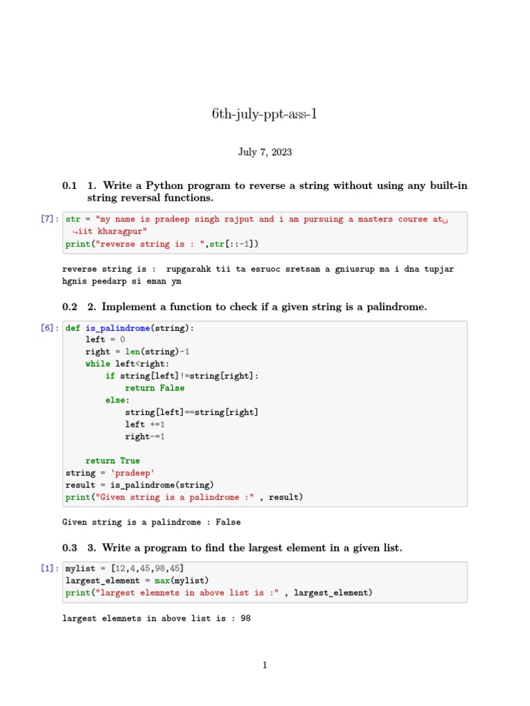 Python Qus With Sollution On Jupyter | PDF | String (Computer Science) | Numbers