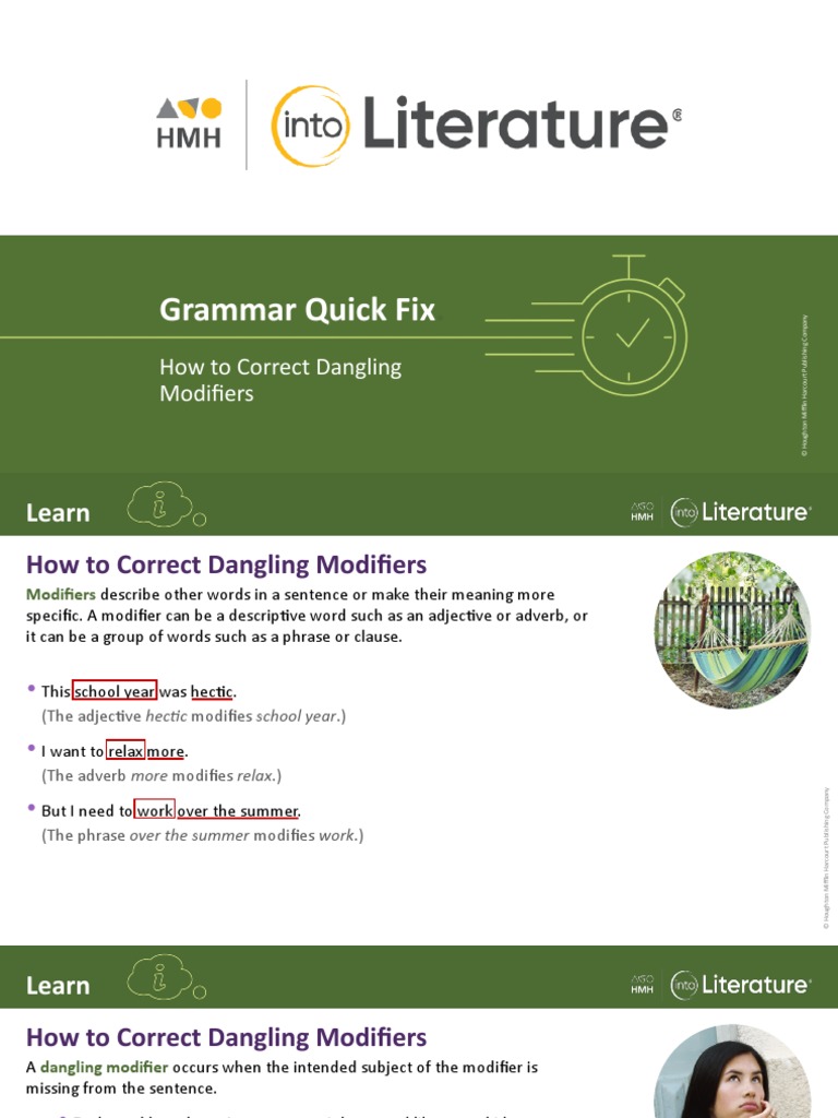 Dangling Modifiers | PDF | Adverb | Subject (Grammar)