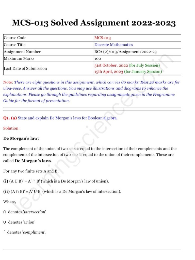 MCS-013 (2022-23) Solved Assignment | PDF