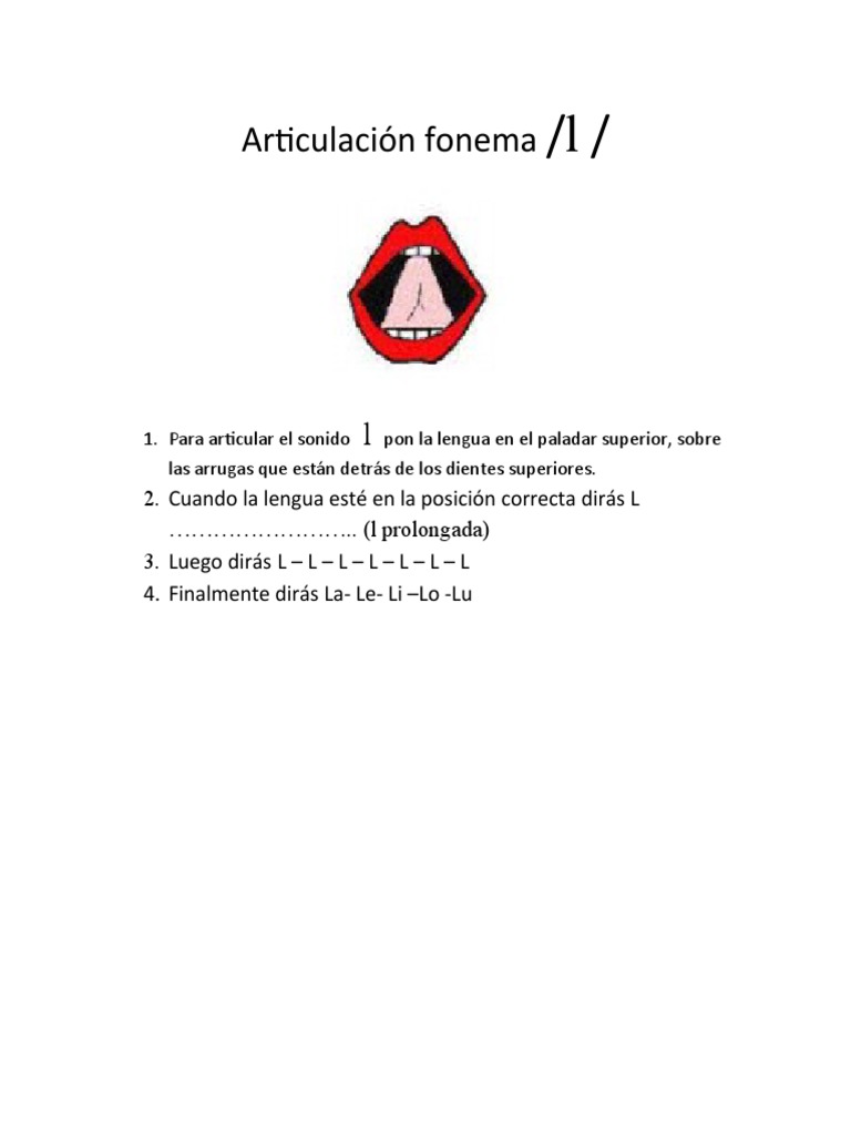 Ejercicios de articulación del fonema L | PDF