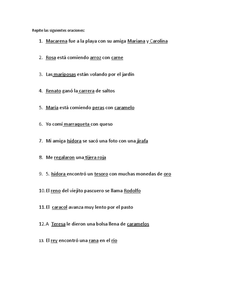 frases con r y rr | PDF