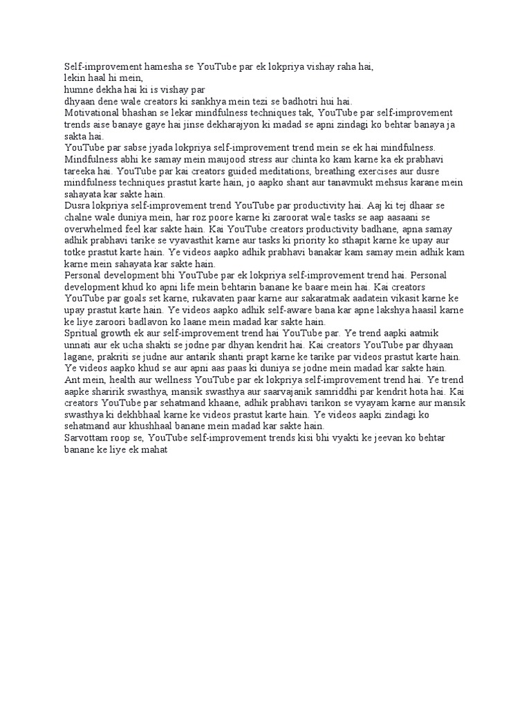 YouTube Self-Improvement Trends | PDF | Career & Growth | Self-Improvement