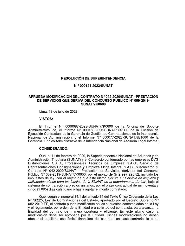 Resolución de Superintendencia N.° 000141-2023/SUNAT | PDF