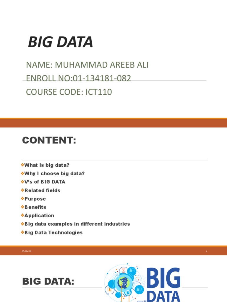 Big Data Presentation 1st Semester CS | PDF | Big Data | Analytics