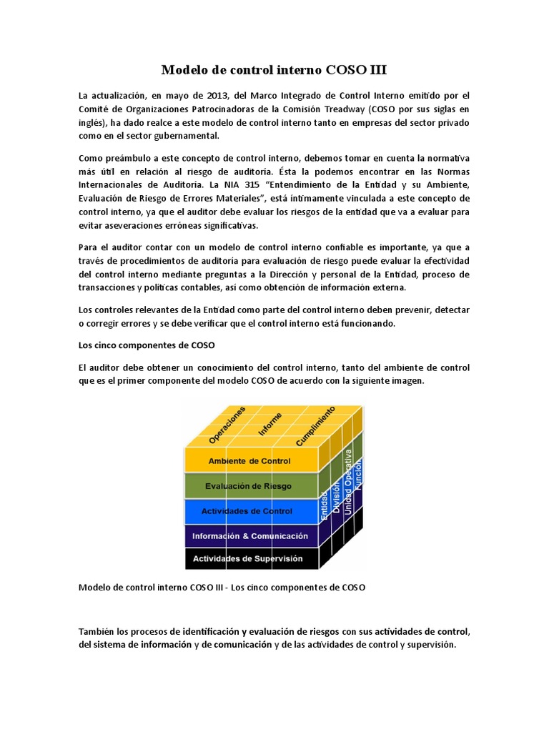 Modelo de Control Interno COSO III | PDF | Auditoría | Calidad (comercial)