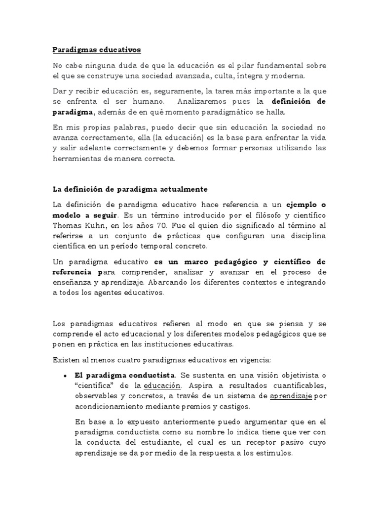 Paradigmas Educativos Actuales | PDF | Aprendizaje | Paradigma