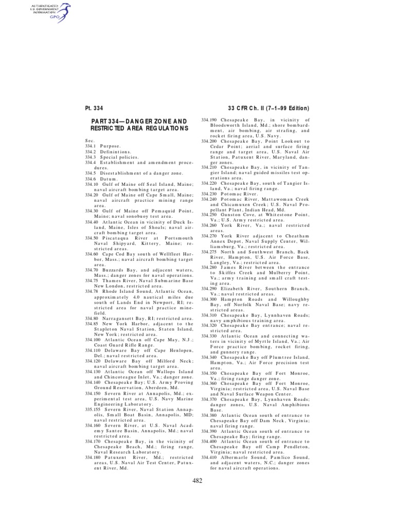 CFR 1999 Title33 Vol3 Part334 | PDF | California | Federal Register